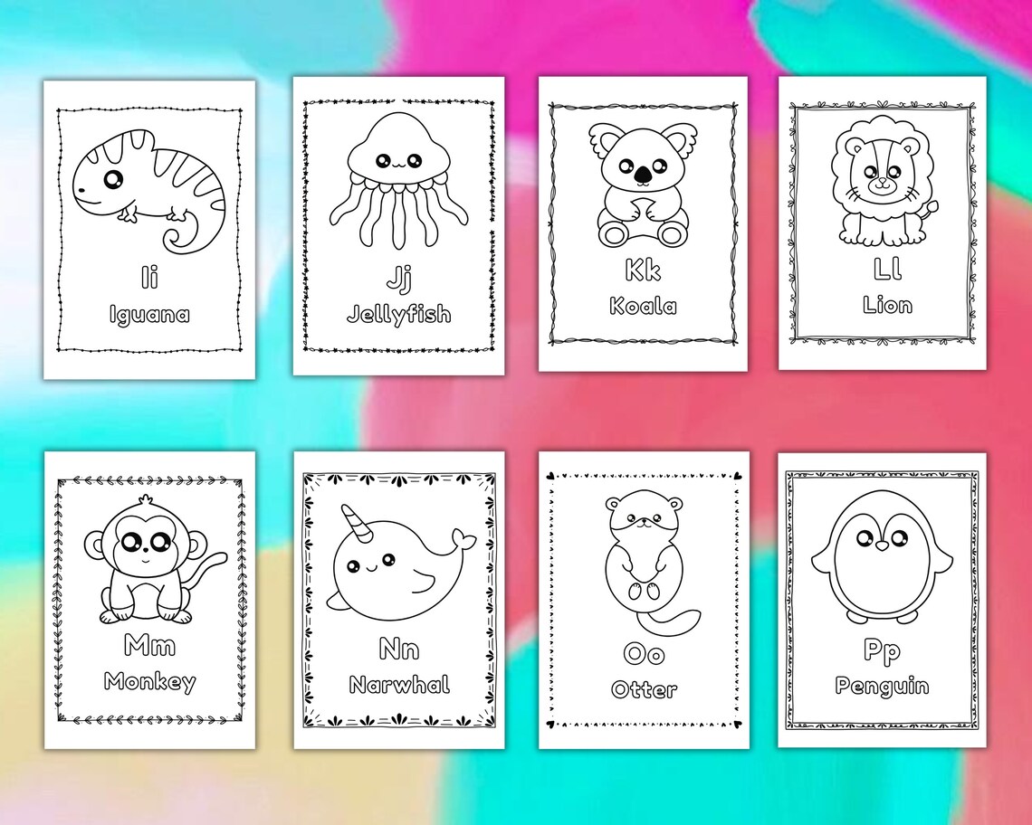 A-Z Animal Printable Colouring Pages for Kids. Educational Colouring ...