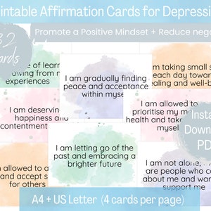 Positive Affirmation Cards for Depression Instant Download Print at ...