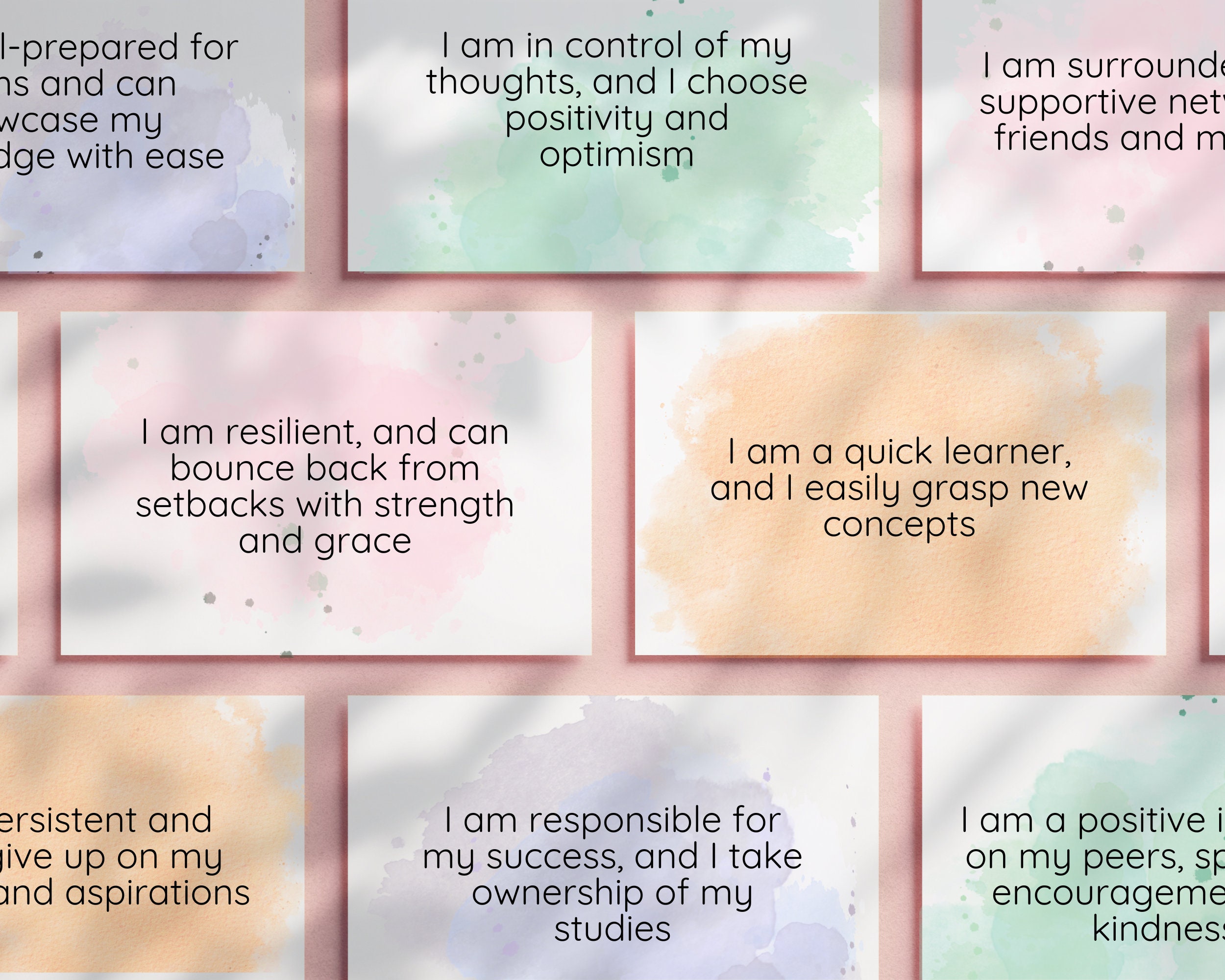 Student Affirmation Cards | Instant Download | Print at Home | School ...