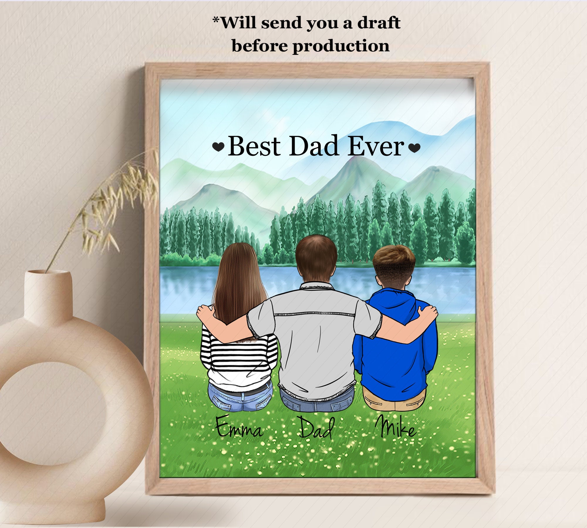 Custom Family Portrait Father and Daughter Portrait Father - Etsy