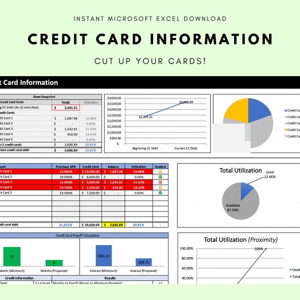 Credit Card Budget Template - Etsy