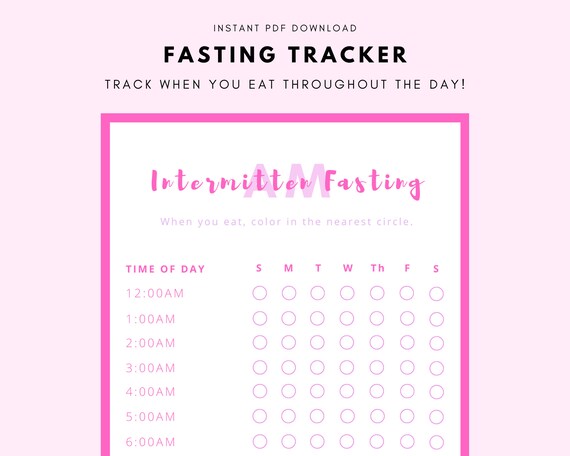 Intermittent Fasting Tracker and Daily Meal Log INSTANT PDF | Etsy