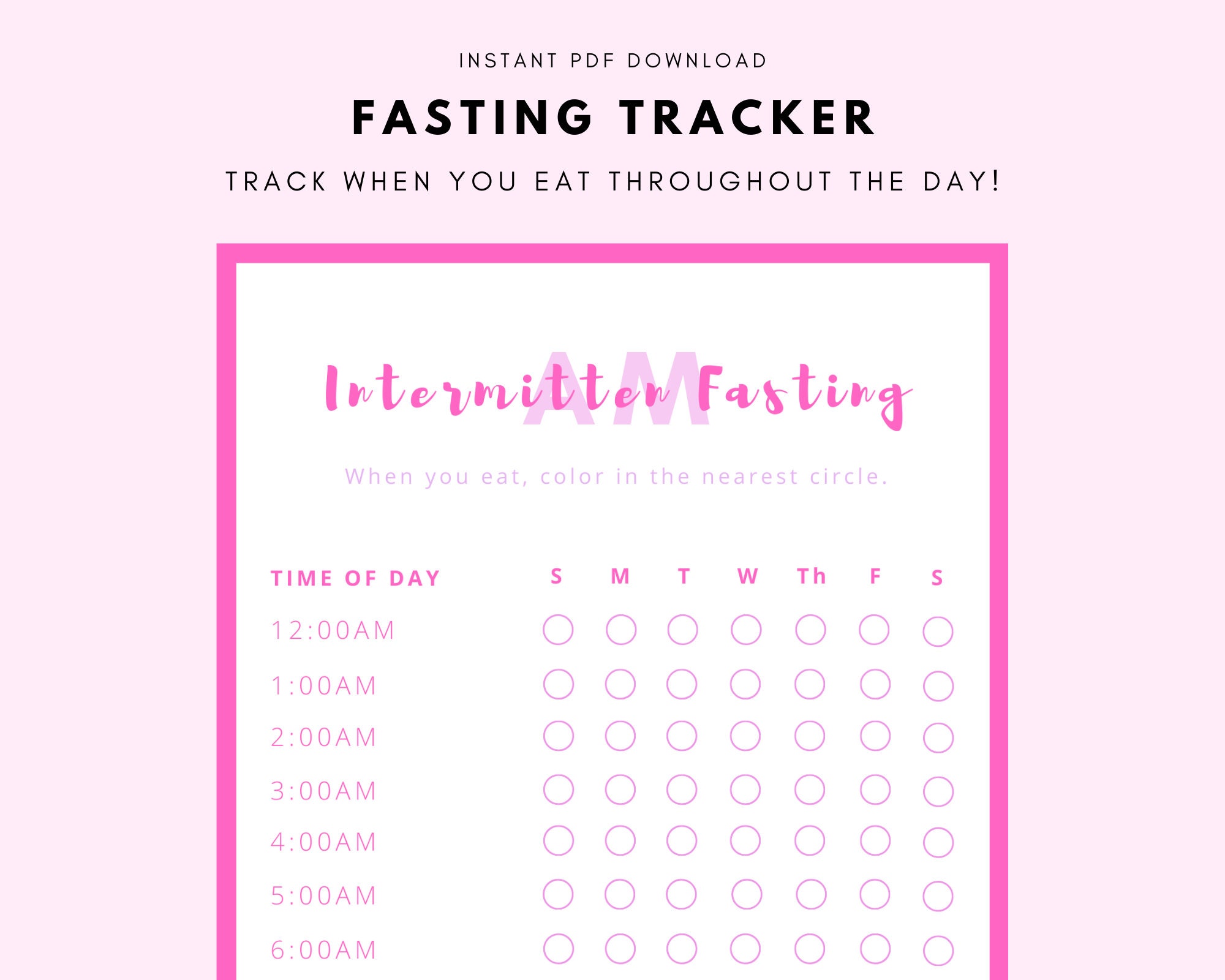 Intermittent Fasting Tracker and Daily Meal Log (INSTANT PDF DOWNLOAD ...