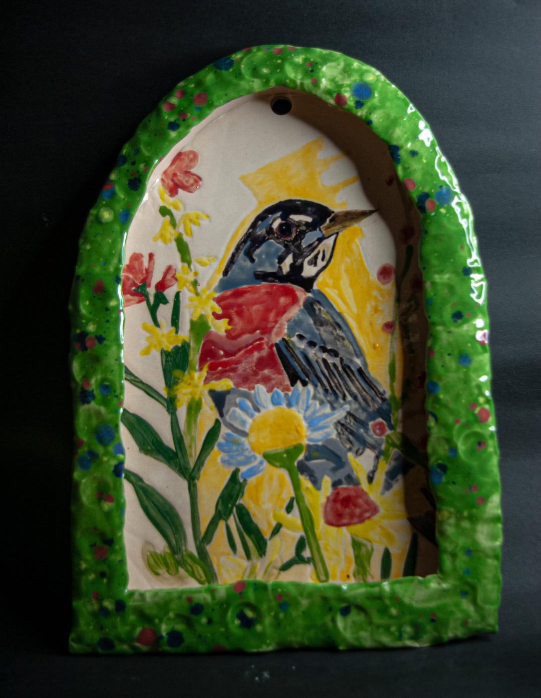 Hanging Ceramic Altar Shrine " Bird in Flowers" - Etsy