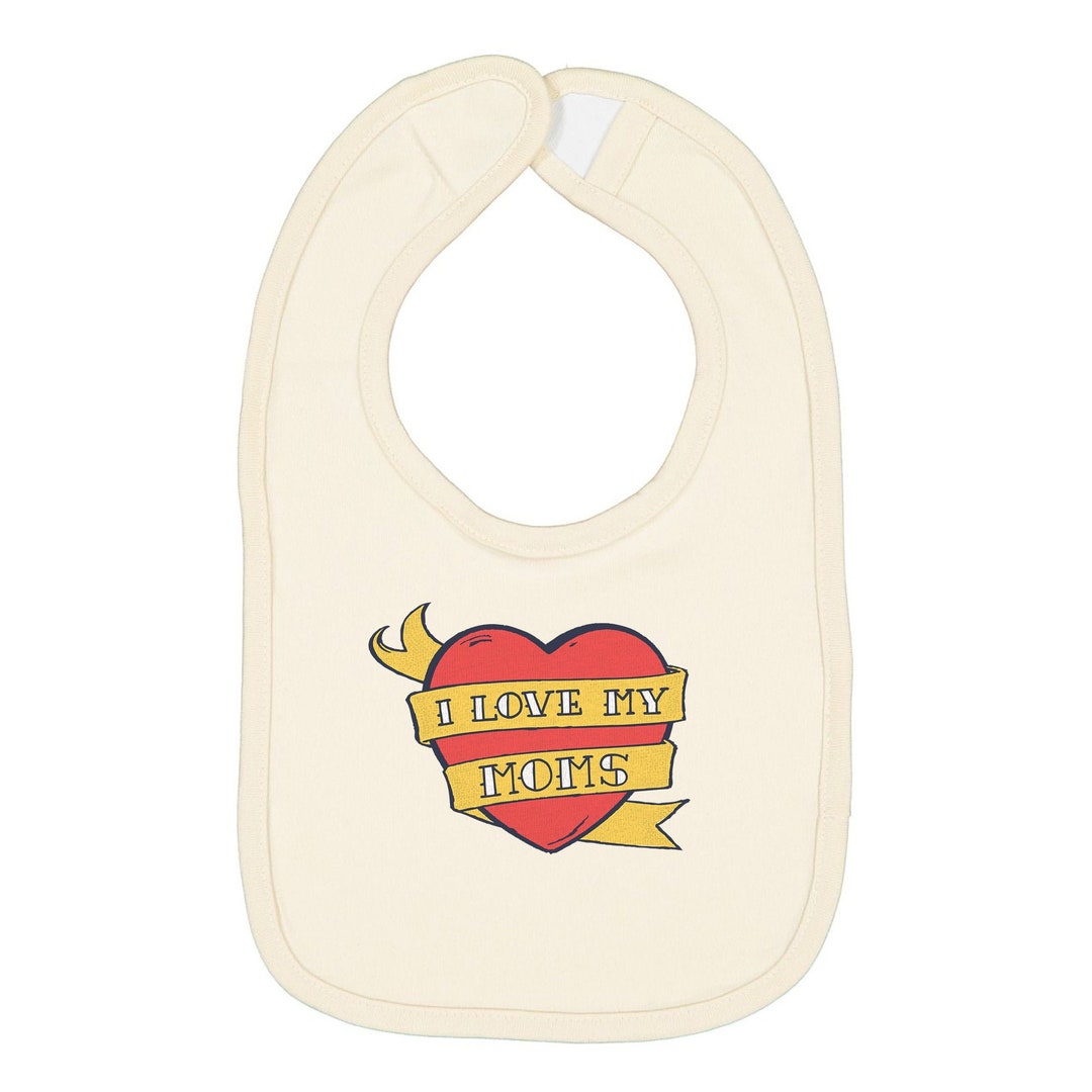 I Love My Moms Bib Lesbian Moms Bib Lesbian Moms Gift LGBTQ Bib Two ...