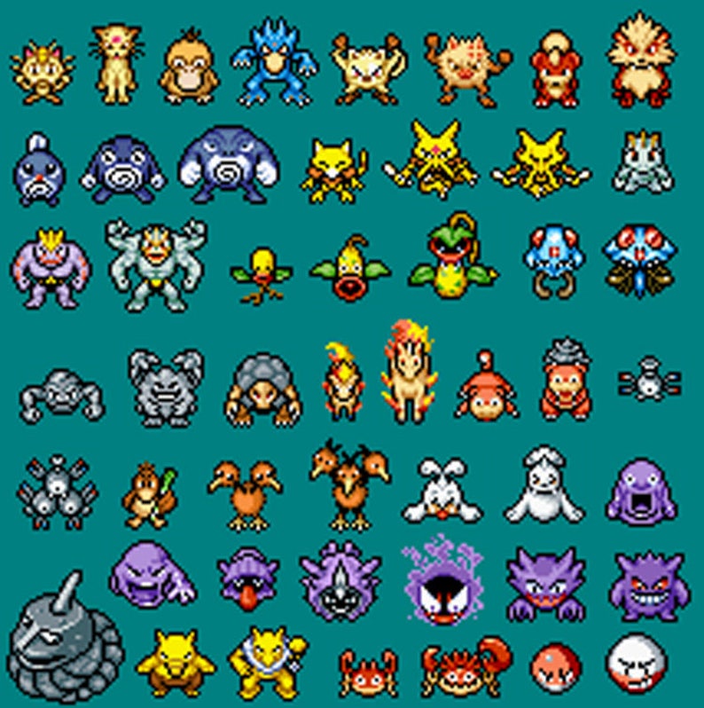 1st Generation 52-101 Pokemon Perlers Mystery Dungeon sprites | Etsy