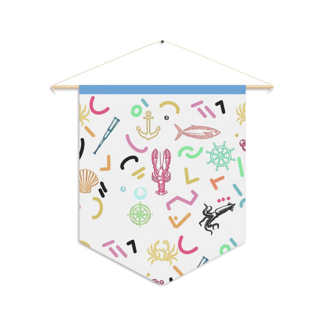 Colorful Nautical Pennant Wall Decor, Beach House Banner, Coastal Room ...