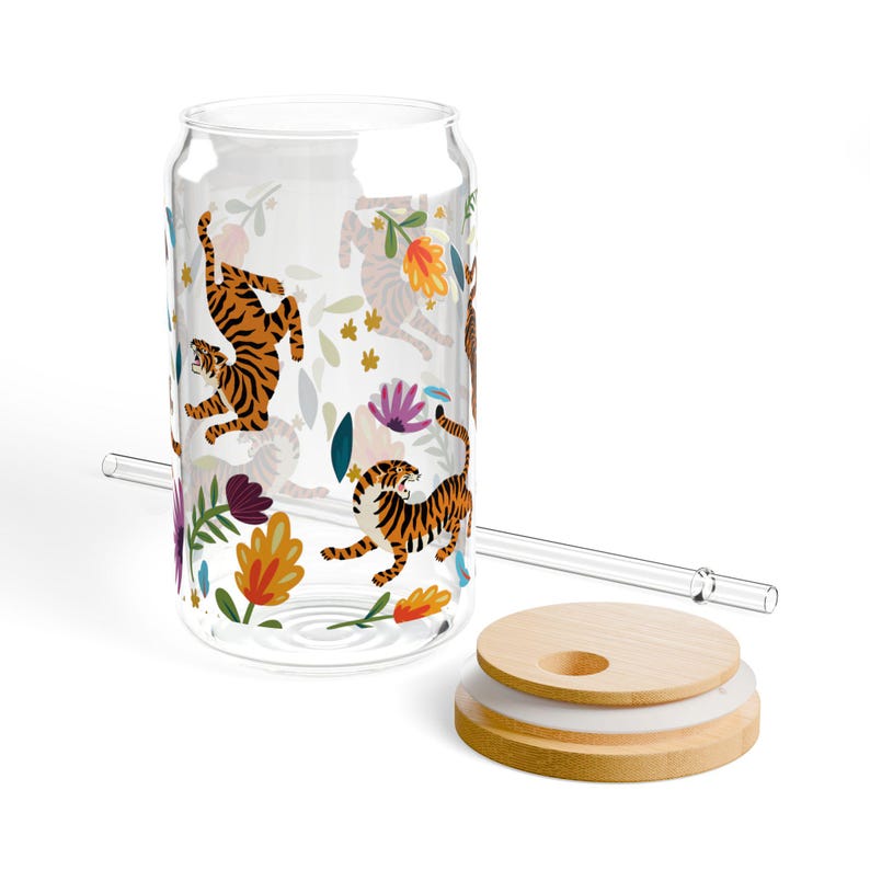 Whimsical Tiger Sipper Glass, Eco-friendly Drinkware Cup - Etsy