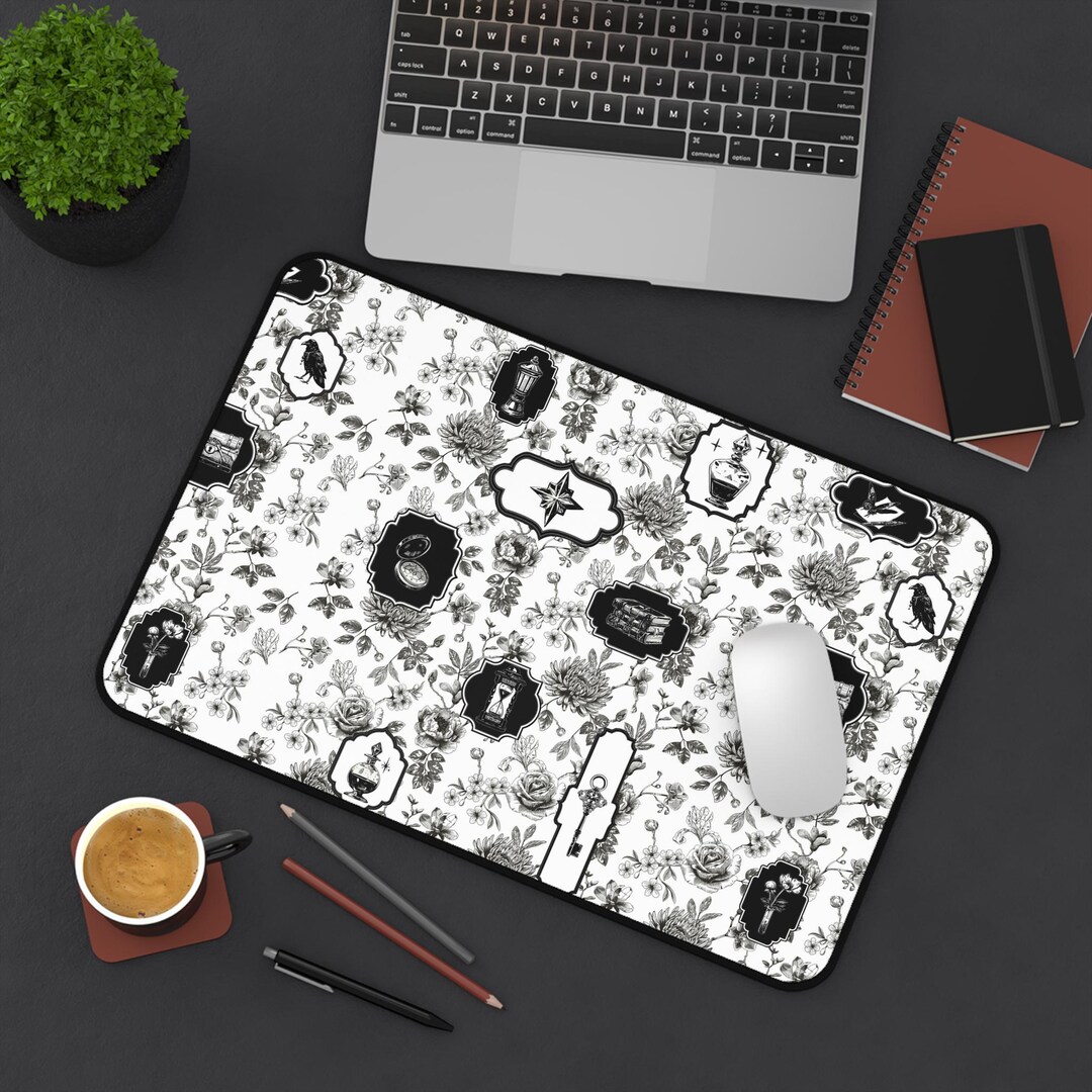 Victorian Gothic Apothecary Frames Desk Mat | Black White Floral ...