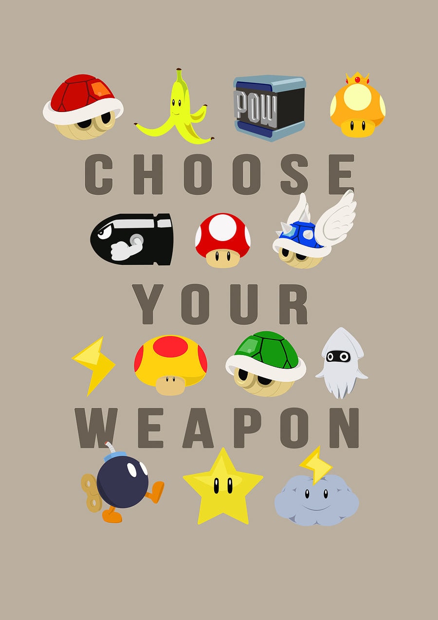 Mario Kart Weapon Nintendo Home Decor Minimalist A3 A4 - Etsy