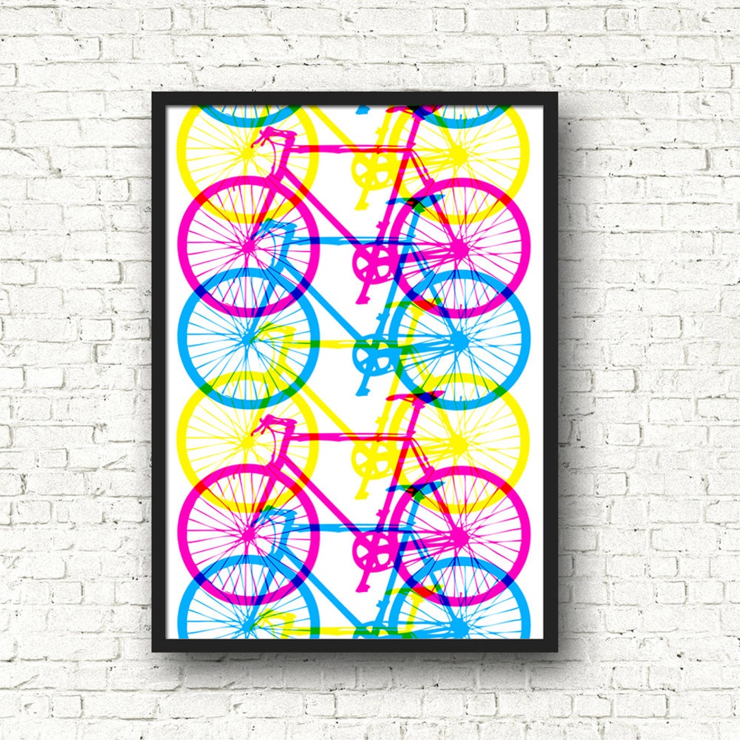 Bike Cycling Bicycle CMYK Print - A3, A4, 11x14 or 8x10, Modern ...