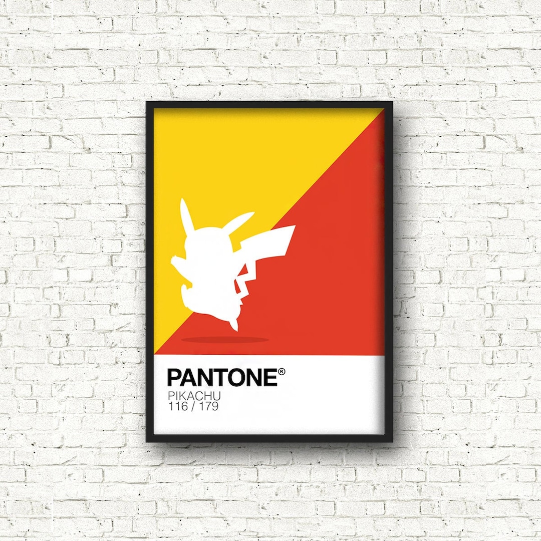 Pikachu Pokemon Pantone Print, Nintendo, Minimalist, for Her, for Him ...