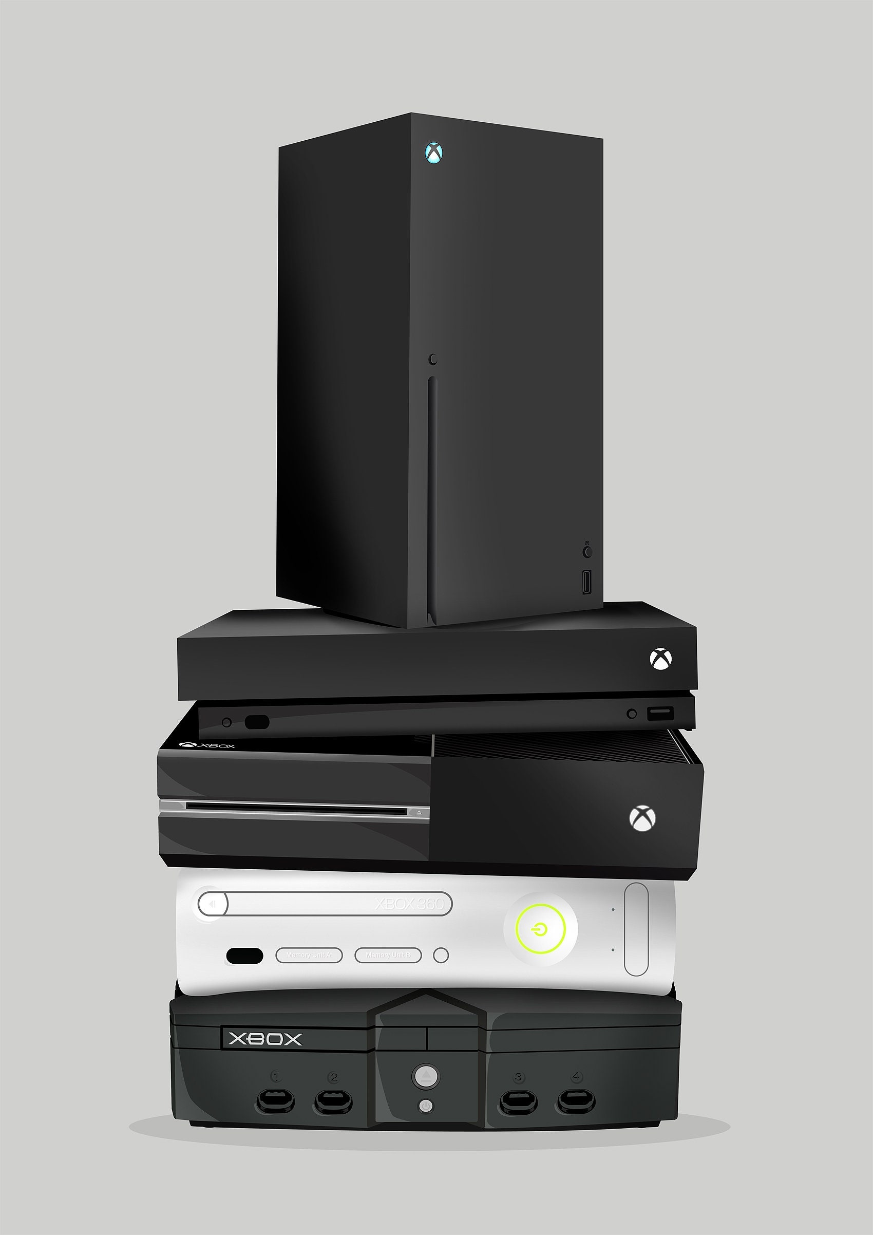 Xbox Console Evolution Print Xbox X Series Xbox 360 Gamer Video Game for Him Boyfriend Husband Geek Birthday Anniversary Etsy UK