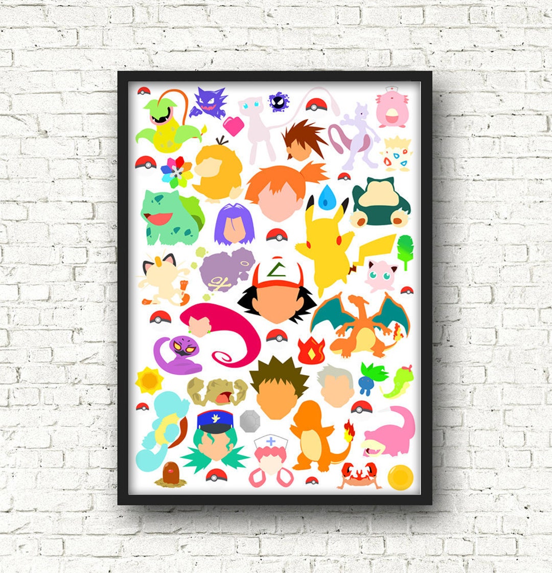 Pokemon Print Catch Them All Pikachu Pokeball Manga Video Game Nerd for ...