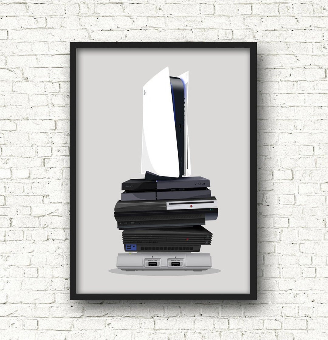 Playstation Evolution Console Print, Home Decor, Gamer, Video Game ...