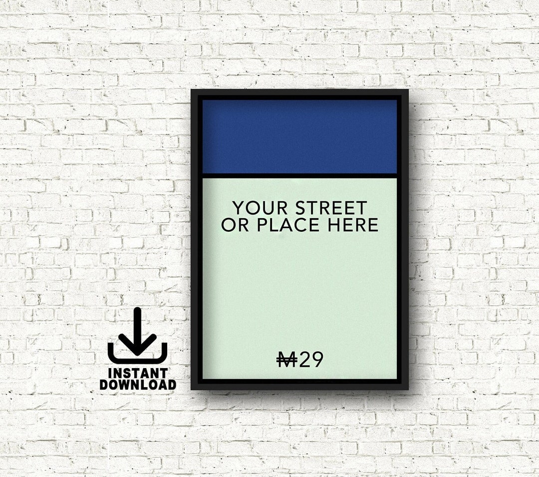 Monopoly Print Custom Street or Place DIGITAL DOWNLOAD - Family Gift ...