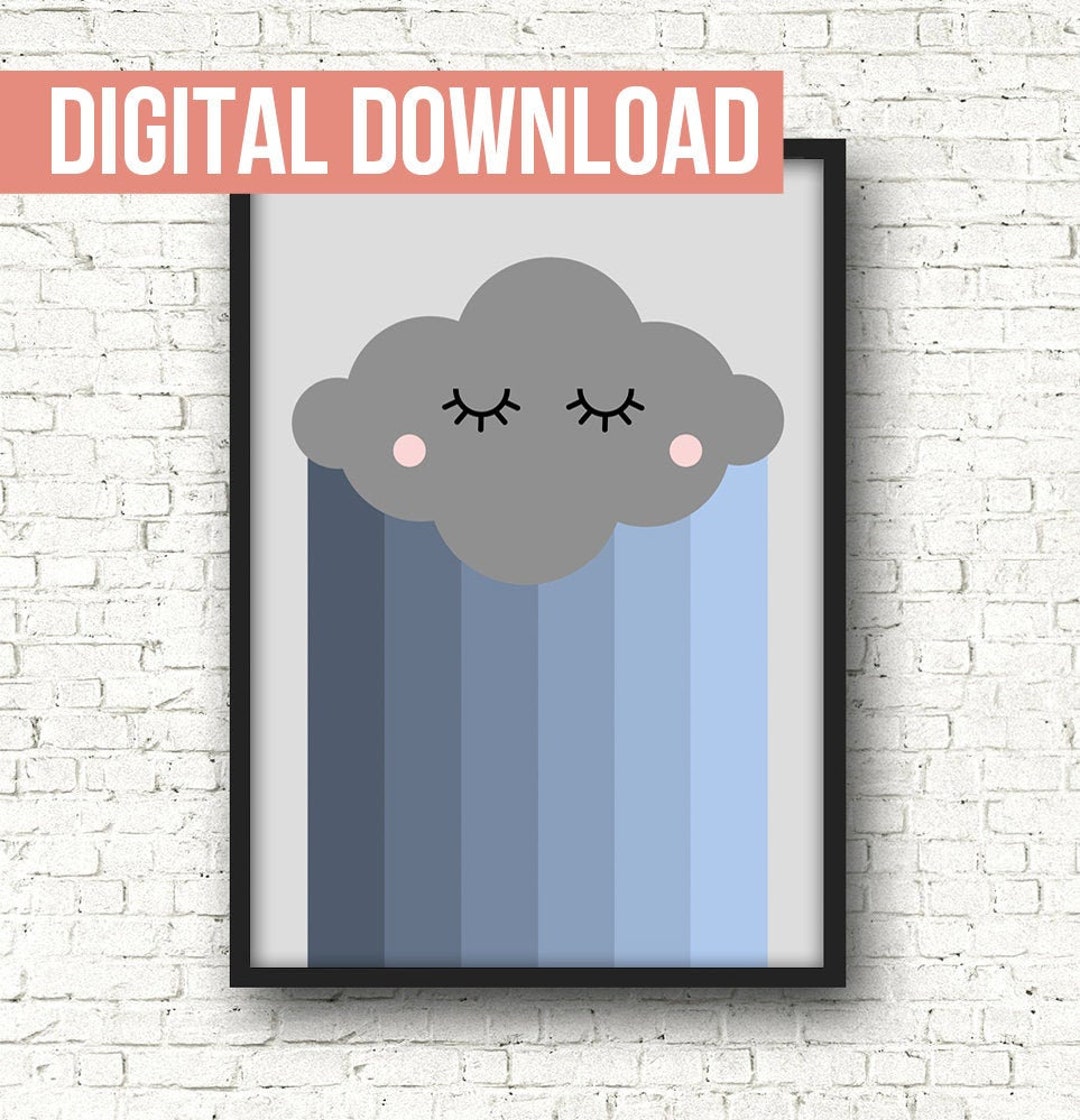 DIGITAL Rain Cloud Print Nursery Playroom Baby Shower - Etsy