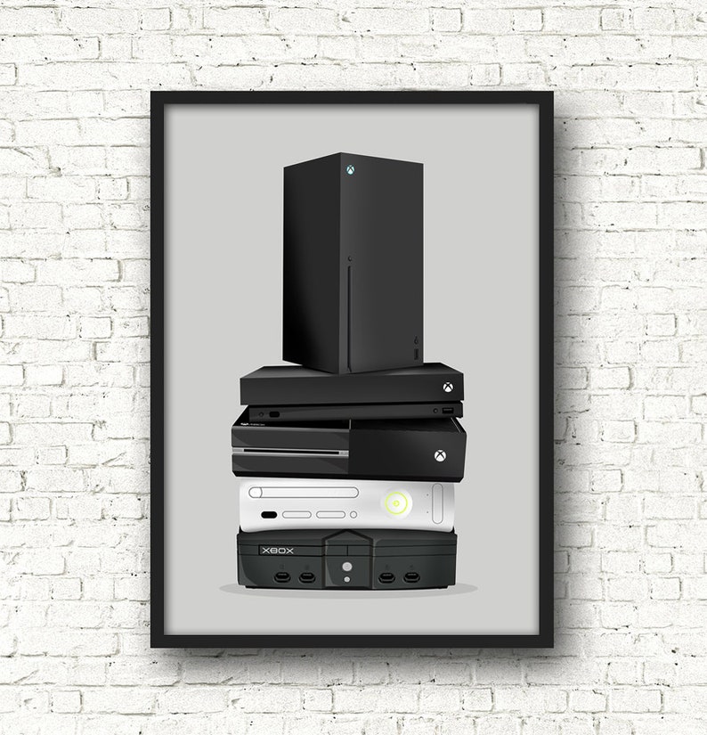 Xbox Console Evolution Print Xbox X Series Xbox 360 Gamer | Etsy