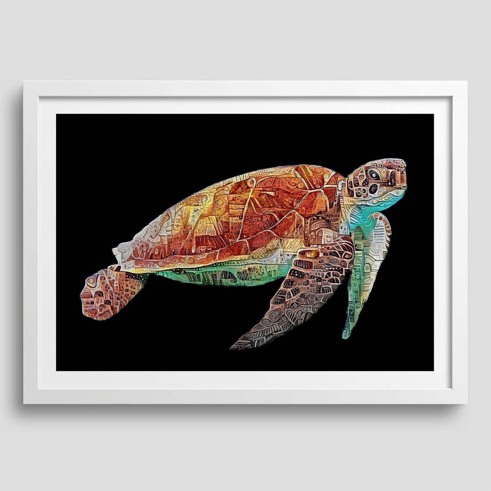 Sea Turtle Abstract Art Print | Etsy