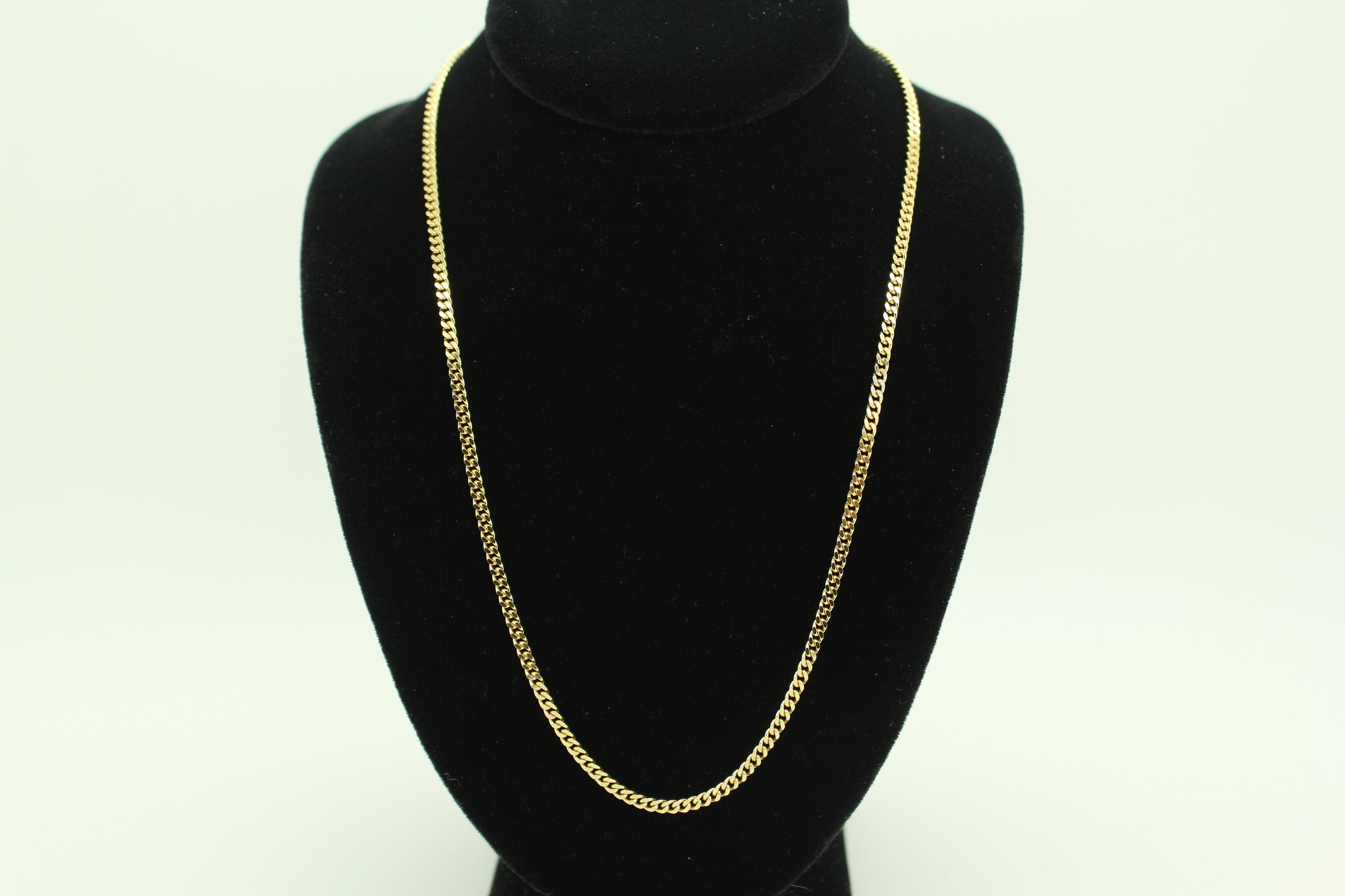14k Solid Yellow Gold Curb Chain 2.2mm 16 18 20 22 - Etsy