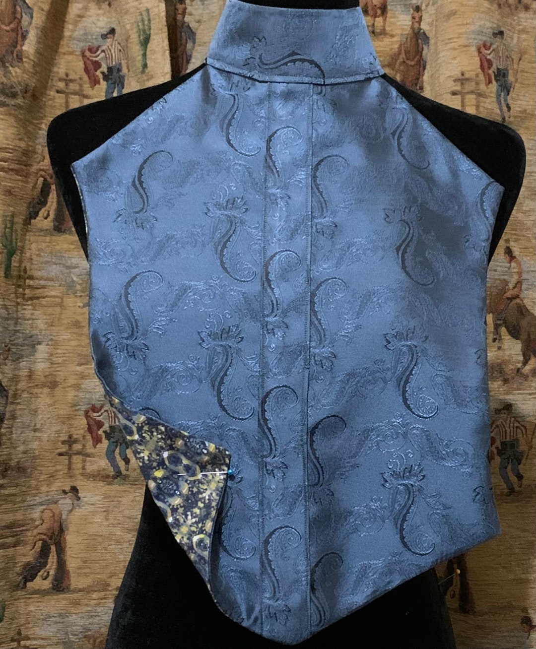 New Hunt Seat Show Dickie Reversible Ratcatcher Slate Blue Paisley ...
