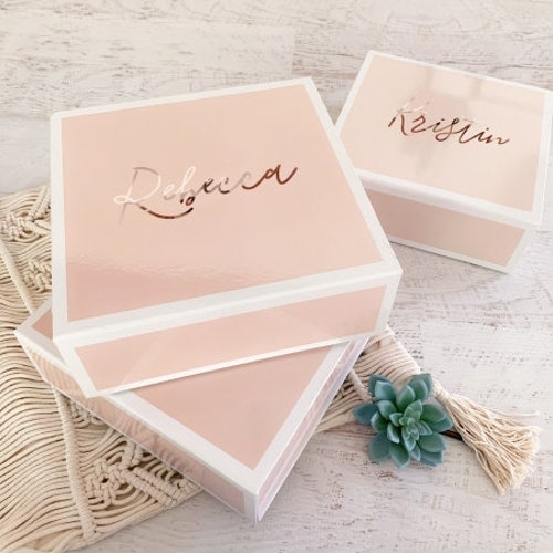 Gold-foil-bordered Glossy White Gift Box Personalized With - Etsy