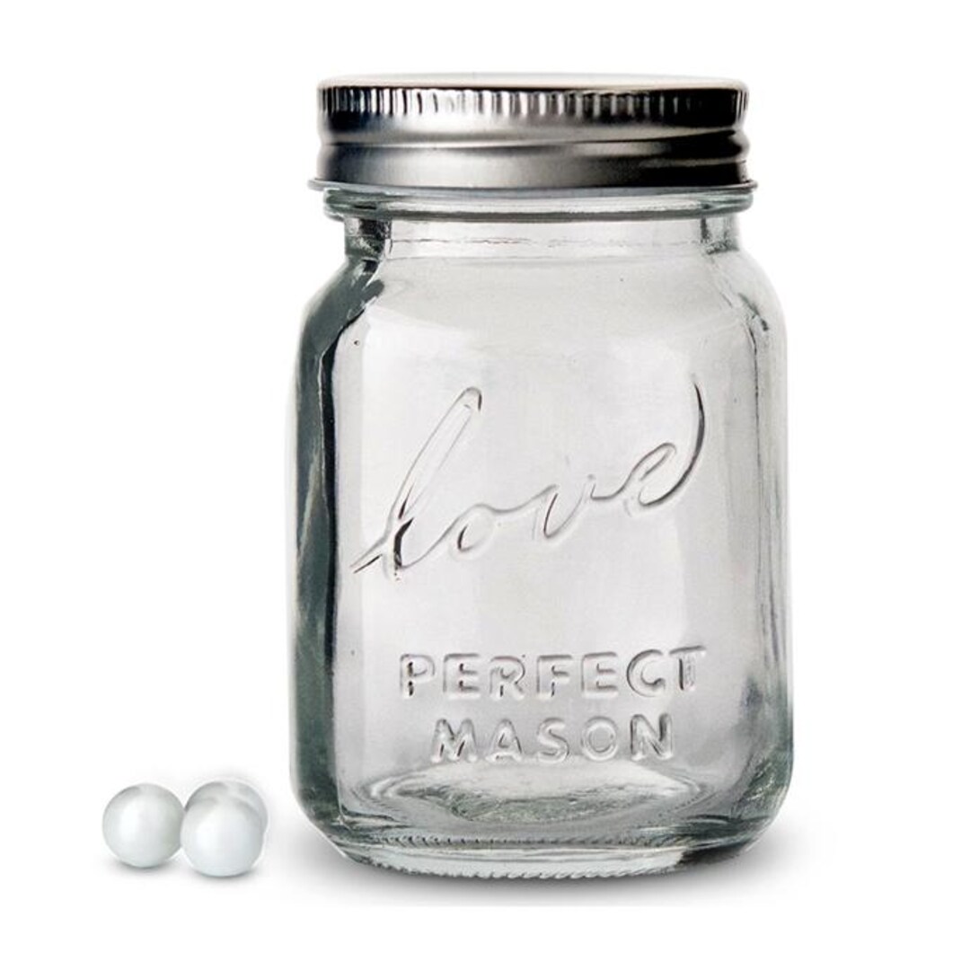 Set of 6 Vintage-inspired Raised-script 'love' Mini Mason Jars Favor ...