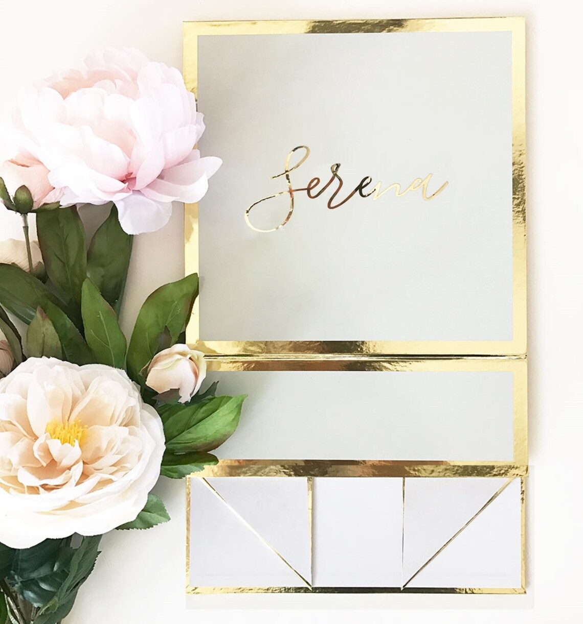 Gold-foil-bordered Glossy White Gift Box Personalized With - Etsy
