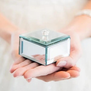 Set of 4 Miniature Beveled-edge Mirror Boxes With Lids Trinket Box ...