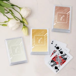 Set of 6 Custom Metallic Playing Cards With Rustic Monogram Design ...