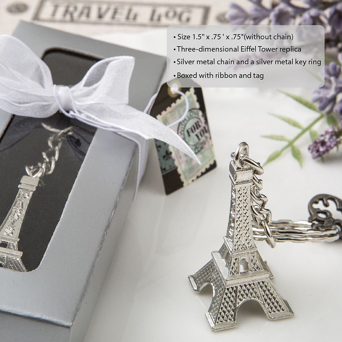 Silver-metal Key Chain With Eiffel Tower Charm Travel Theme - Etsy