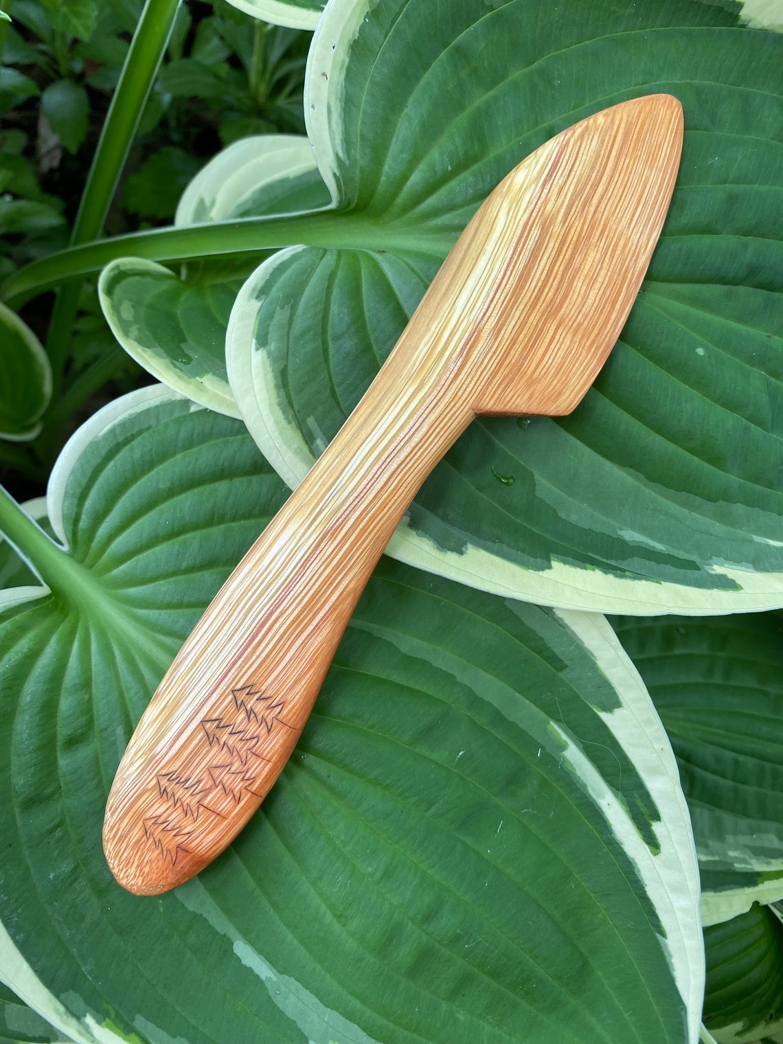 Buckthorn Wood Spreader With Mountain and Tree Decoration | Hand Carved ...