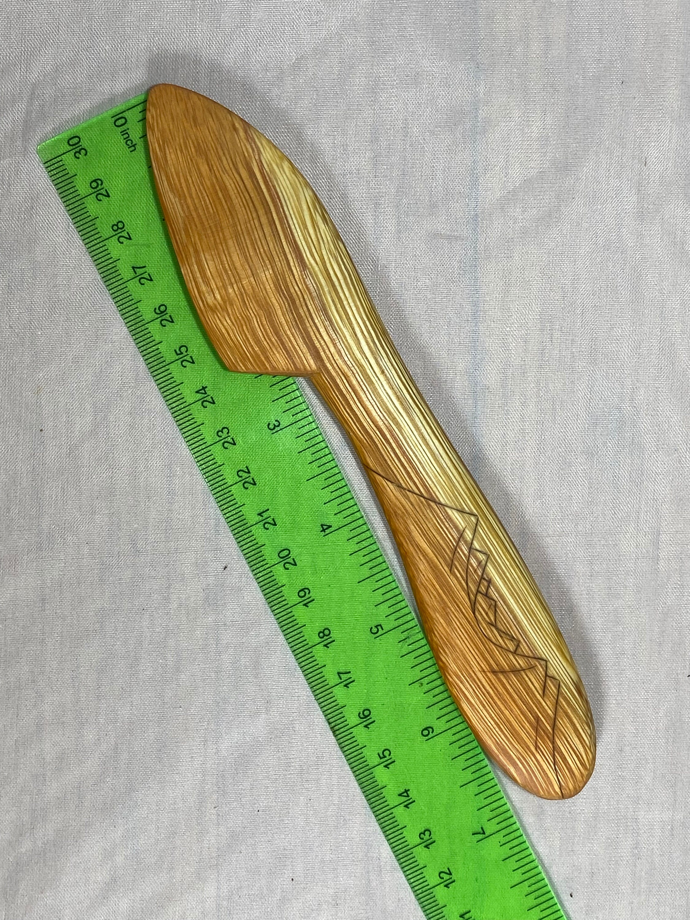 Buckthorn Wood Spreader With Mountain and Tree Decoration | Hand Carved ...