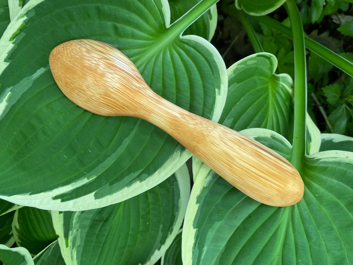 Buckthorn Wood Eating Spoon With Flower Decoration | Hand Carved Wooden ...