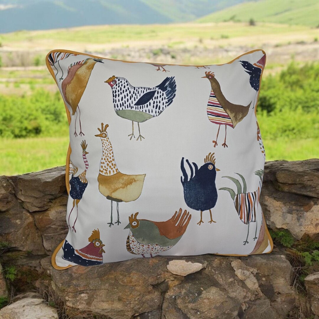 Bespoke Hand Crafted Hen Chicken Cushion, Zipped, C/w Piping, Polyester ...