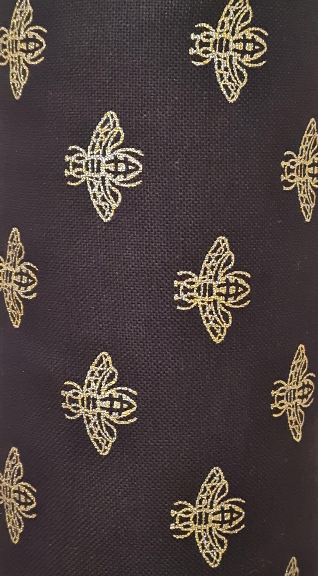 Designer Bee Gold Cotton Rich Linen Look Fabric 140cm Wide Upholstery ...