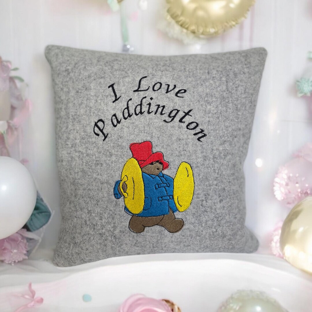 I Love Paddington Bear, Symbols Cushion, Wool, Embroidered, Zipped ...