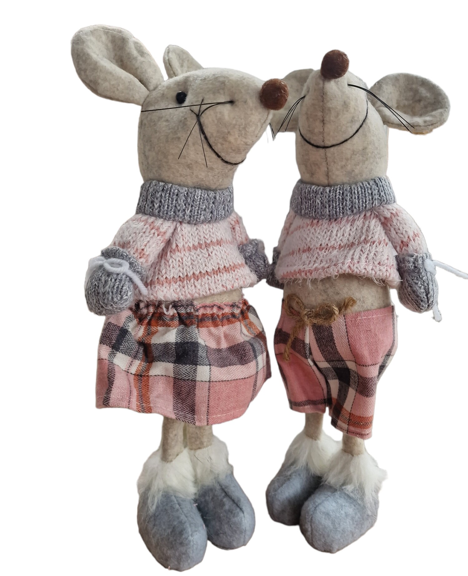 Grey and Pink Standing Fabric Mice in Jumpers Height 34 Cms - Etsy