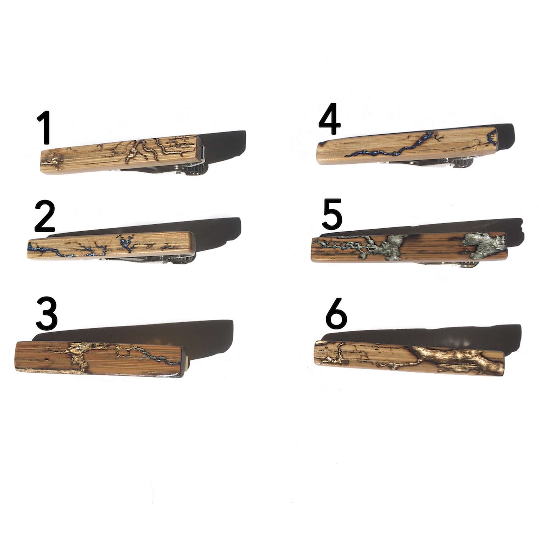 Electrocuted Bamboo Wood Tie Clip With Color Inlay - Etsy