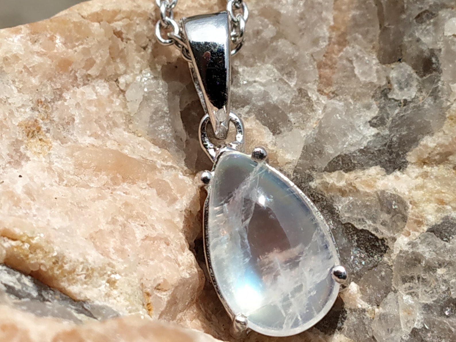 Natural Moonstone Pendant Pear Shape 925 Sterling Silver - Etsy