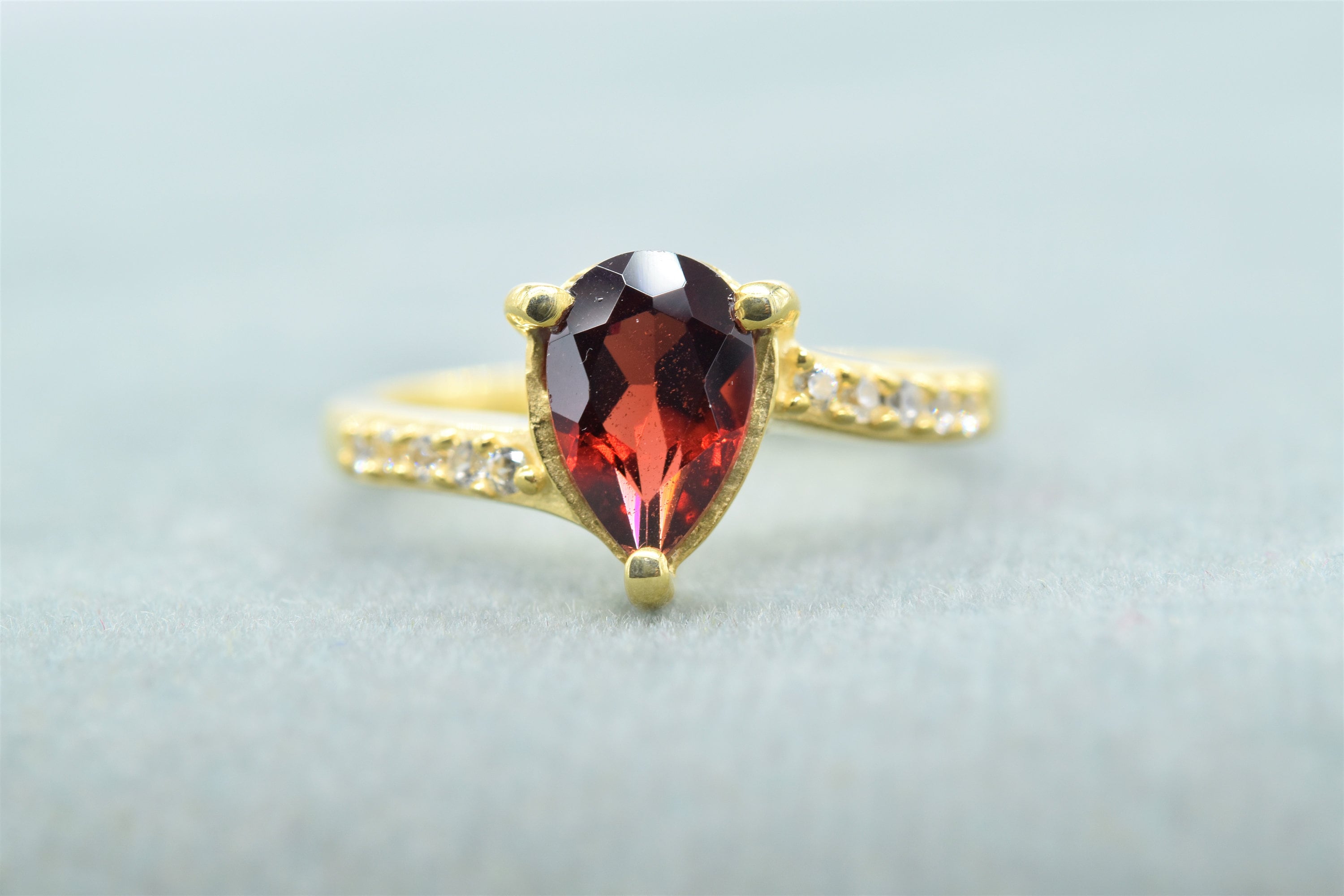 Genuine Natural Garnet Ring Pear Cut 925 Sterling Silver Etsy