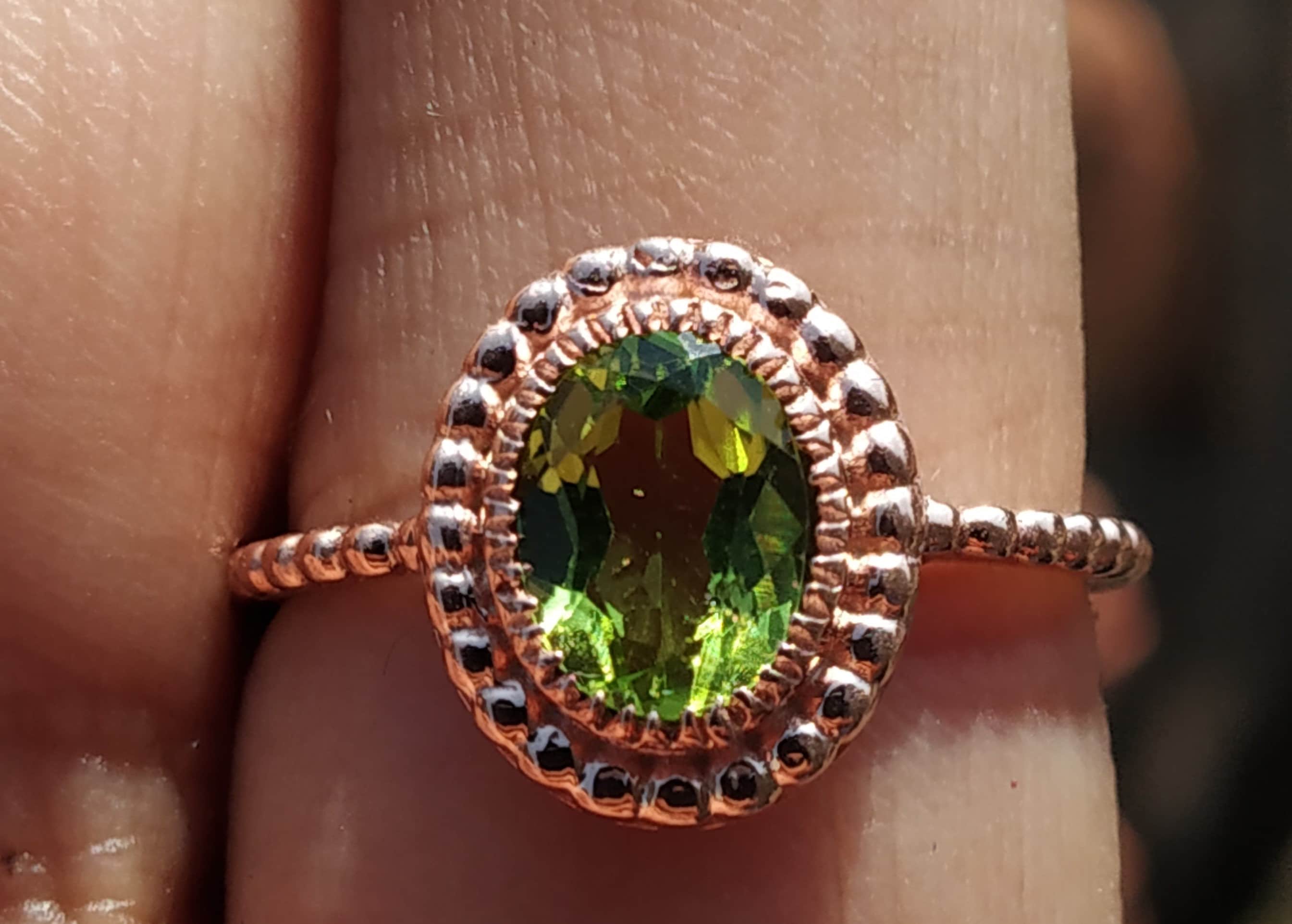 Unique Natural Peridot Ring Women Ring925 Sterling Silver | Etsy