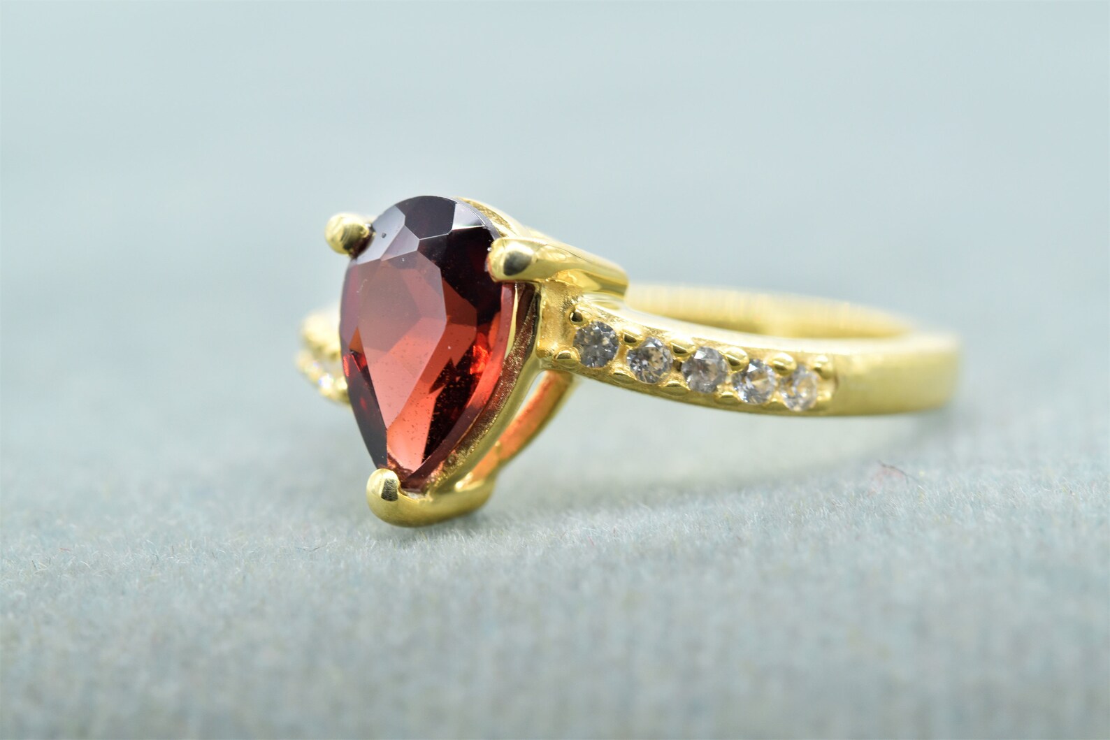 Genuine Natural Garnet Ring Pear Cut 925 Sterling Silver Etsy