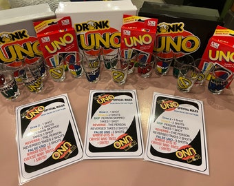 Drunk UNO Game Set - 6 Shot Glasses, Birthday Gift for Her, Birthday ...