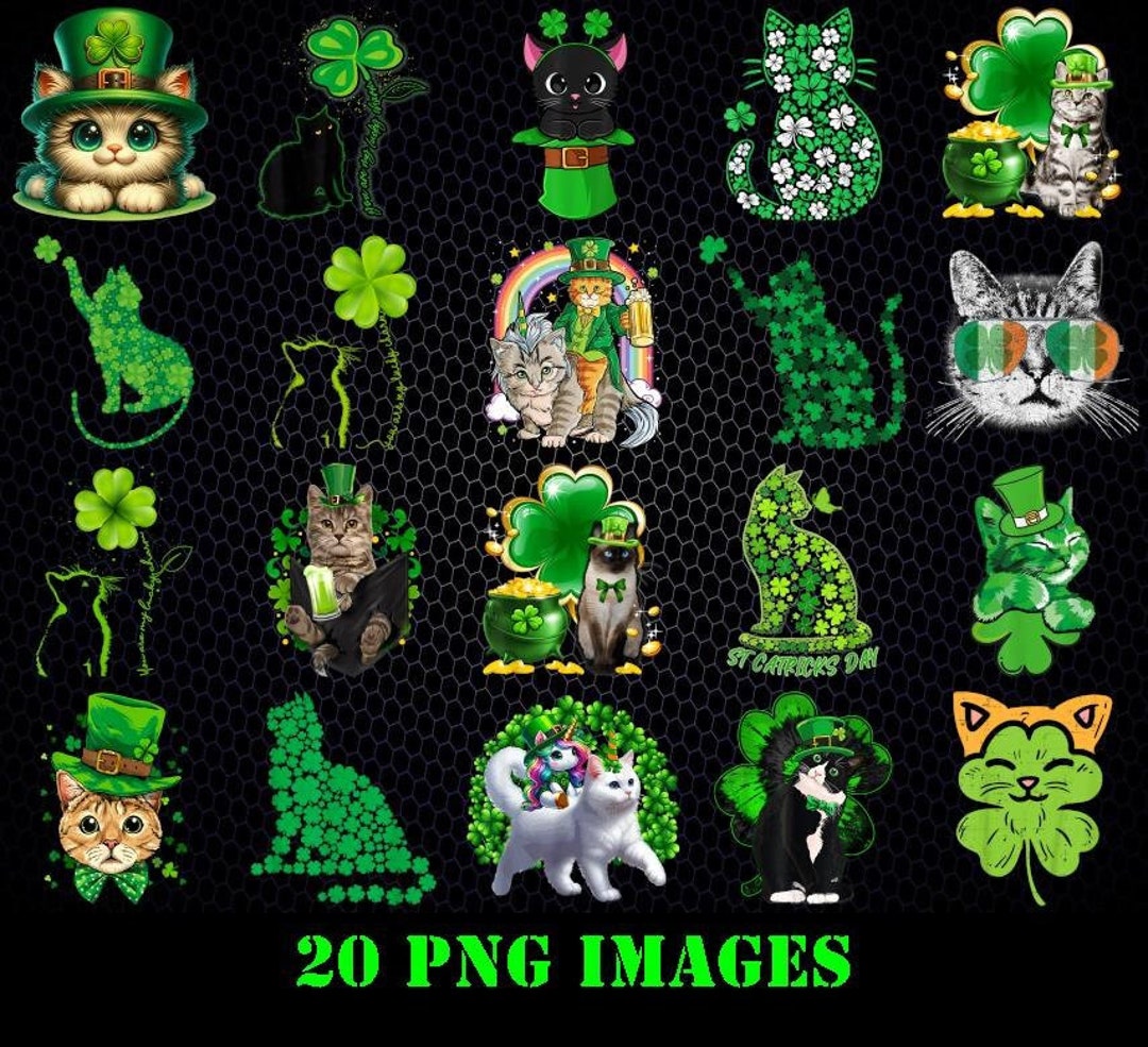 Shamrock Cat Png, Cat Lucky Shamrock Png, St Patrick's Day Png - Etsy