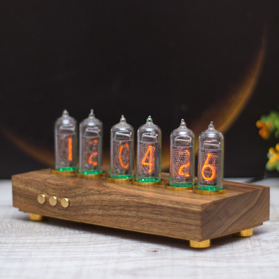 IN14 Nixie Clock 6 Lamps and Multicolor Backlight. Mid-century Style ...