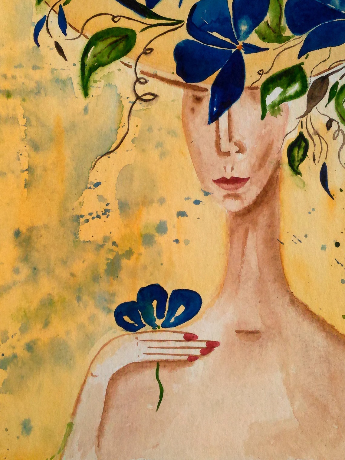 Faceless Painting Woman Original Art Female Portrait Small | Etsy