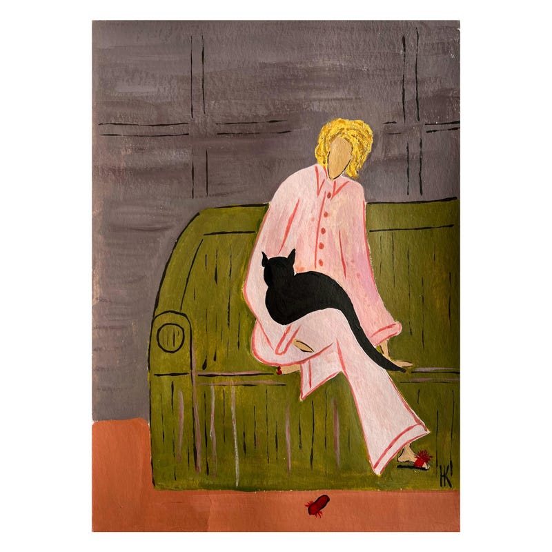 Small Green Cat Painting - Etsy