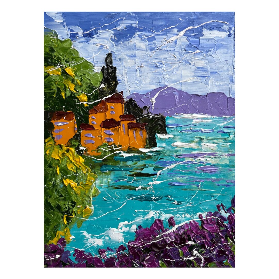 Portofino Painting Mediterranean Original Art Seaside Oil Impasto Italy ...