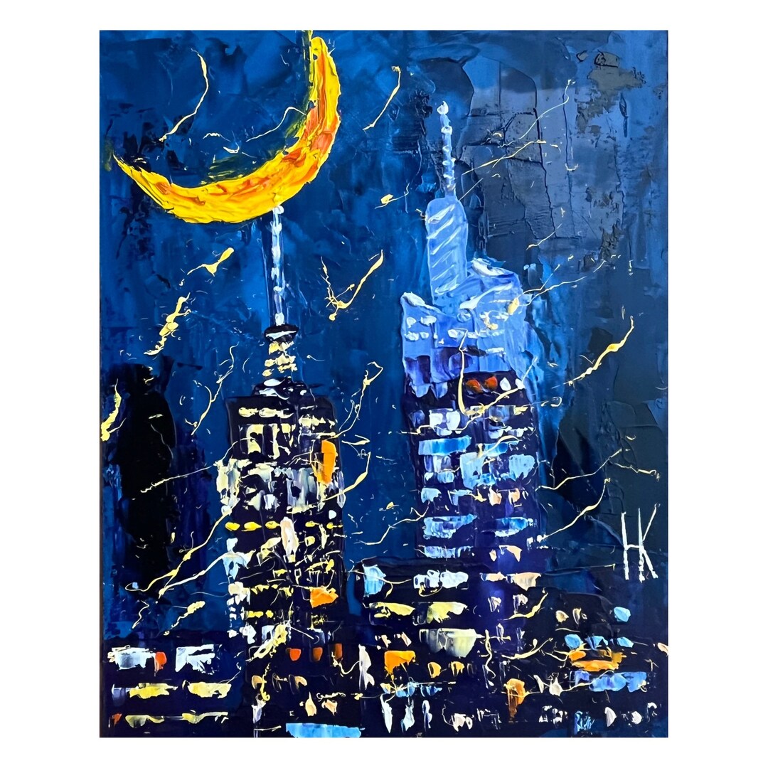 New York Painting Cityscape Original Art NYC Oil Impasto Artwork Small ...